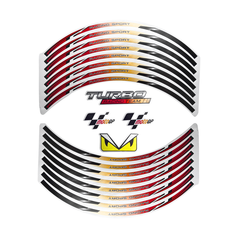 CINTA DECORATIVA RIN TURBO RACING ROJO NARANJA MOTO – Tamoto Venezuela
